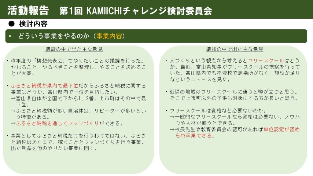 6月21日（水）に「第1回 KAMIICHIチャレンジ検討委員会」を開催しました。 - KAMIICHIチャレンジプロジェクト